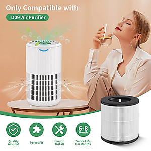 XBWW 2 Packs D09 Replacement Filter Compatible with Tailulu D09 H13 True HEPA Air Cleaner Purifier for Home Large Room Up to 1345 Sq Ft, CADR 180m³/h+