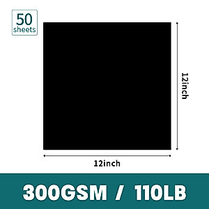 YINUOYOUJIA Cardstock 12 x 12" Thick Paper, 300gsm/110lb Construction Paper 50 sheets black cardstock (Black)