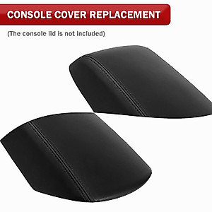 KBH Car Front Center Console Armrest Cover Replacement for Ford Explorer 2011-2019, Vinyl Leather, Middle Console Arm Rest Skin Upholstery, Anti-Scratch, Black (Without Lid)