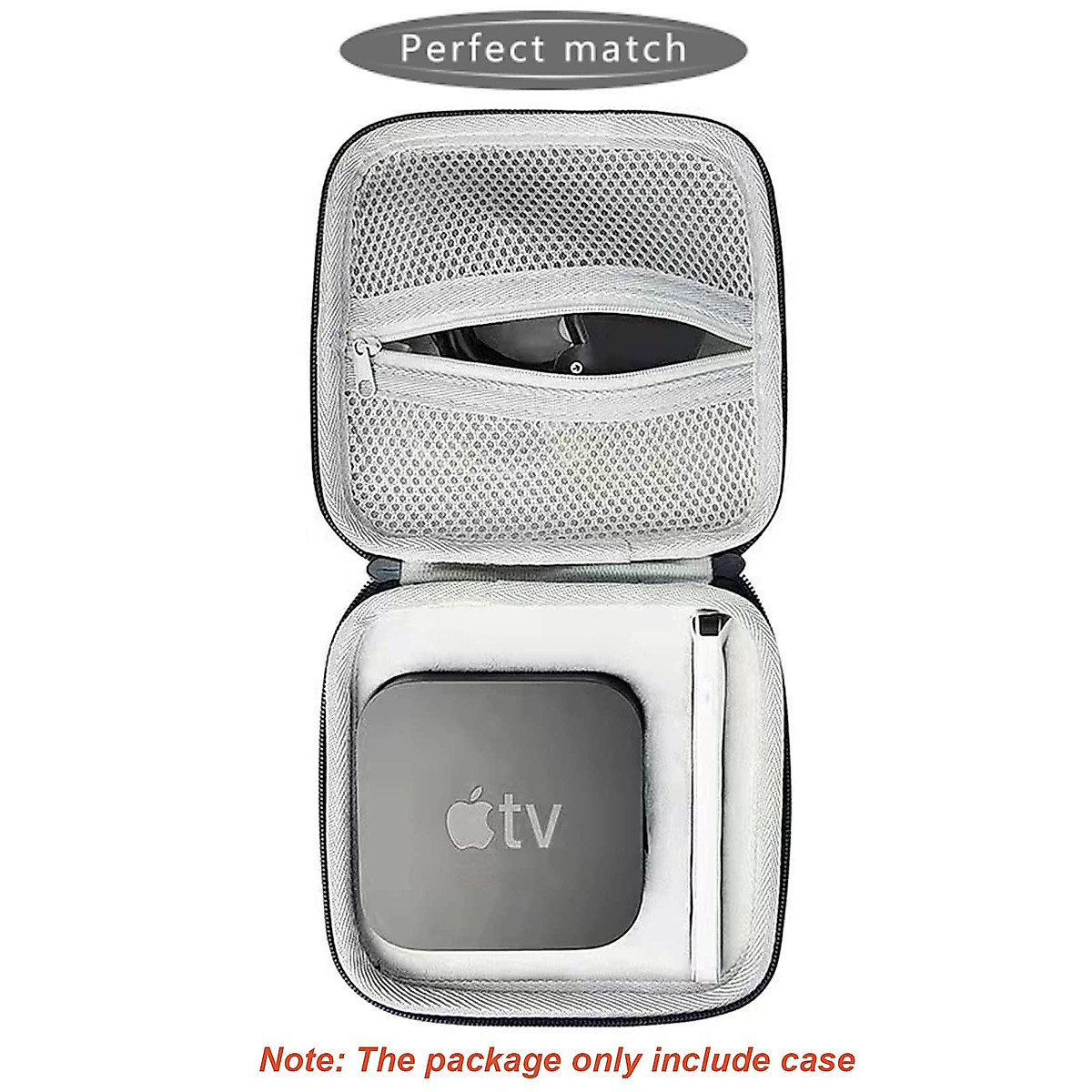 Hard Case for Apple TV 4K (2nd & 1st Gen) / Apple TV HD, Portable Travel Case Shockproof Anti Slip Protective Cover for 2021 Apple TV 4K / HD 4th Generation (Black)