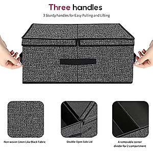 Onlyeasy Fabric Foldable Large Storage Boxes 2 Pack- Bins Cubes Dividers Containers Baskets Cloth Closet Shelf Cubby Bookcase Baby Organizer for Home with 2 Lids, 19.7"x16.5"x7.9", Black, MNALB50P2
