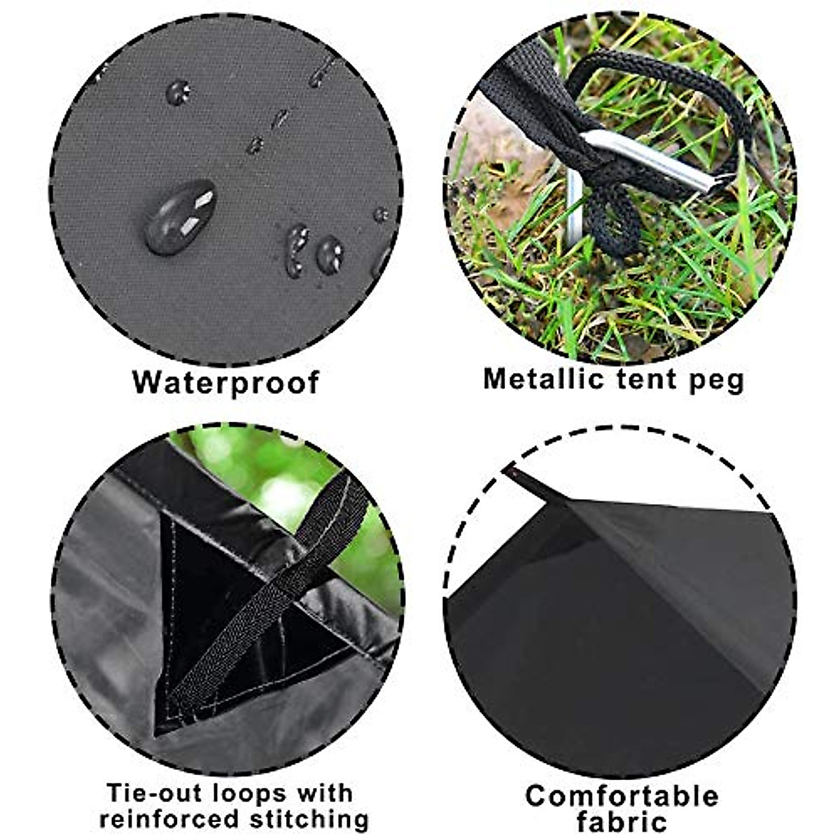 KALINCO 10X10FT/10X15FT,Tent Tarp,Picnic Mat Camping Tarp Tent Hammock Tarp, pu Waterproof Camping tarp Tent Rain Fly Picnic Mat Survival Shelter Sunshade（Gray）