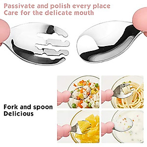 Silicone Suction Plate for Toddlers with Fork Spoon Set - Self Feeding Training Divided Plate Dish and Bowl for Baby and Toddler, Fits for Most Highchairs Trays (Pink)