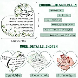 Sympathy Gift In Loving Memory Bereavement Gift Acrylic Heart Memorial Gift Sympathy Table Decorations Present for Loss of Loved One Remembrance Gift (Leaves Style)