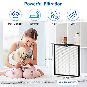 Yipchang Vital 200S Replacement Filter Compatible with LEVOIT Vital 200S Vital 200S-P, H13 True HEPA and Activated Carbon 3-in-1 Filter, LRF-V201-WUS, 2 Pack, White
