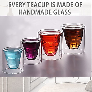 Double Layer Design Skull Whiskey Glass, 8.6oz / 255ML So Cool Cocktail Beer Cup, Personalized Crystal Drinking Cup for Wine Vodka, Home Halloween Party Bar Cup, As a Gift Placed In The Wine Cabinet