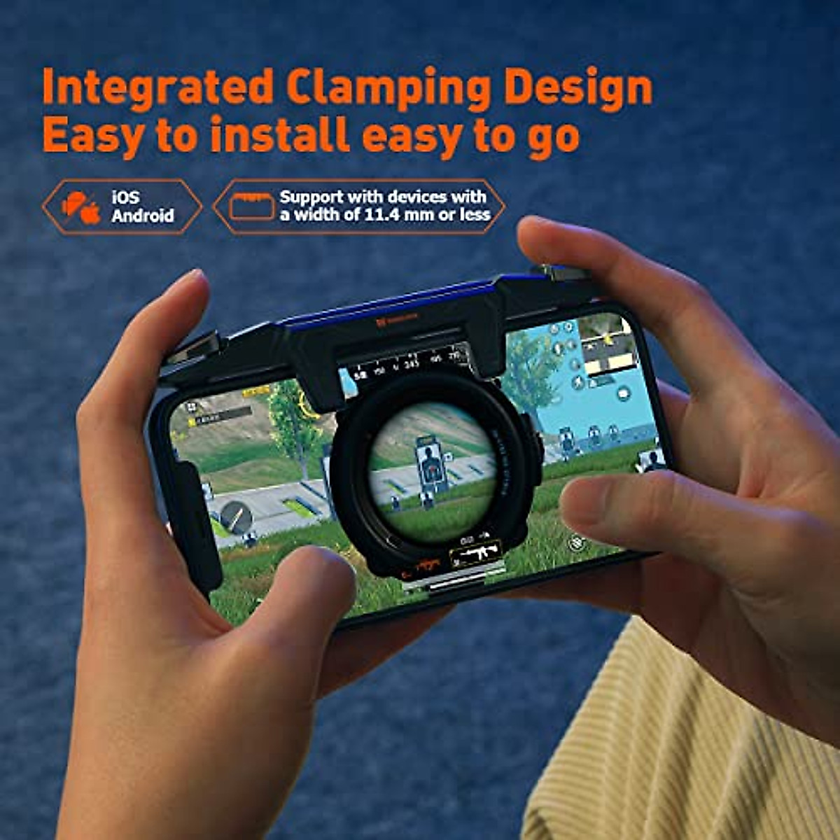 BIGBIG WON Gaming Triggers, Mobile Game Controller for PUBG/Fornite/Call of Duty Integrated Mobile Triggers Aim Button Shooter Joystick for iPhone and Android Mobile Gaming Trigger Black