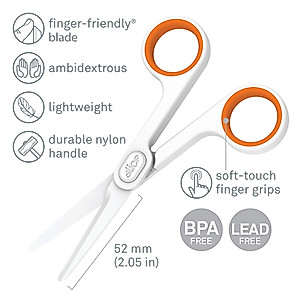 Slice 10544 Ceramic Scissors, Never Rusts, Finger Friendly, Food Grade, BPA,1 Pack, Rounded Tip