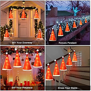 Xmas Hat Outdoor Hanging Light--6 Pieces Hanging Fairy Xmas Hat Waterproof String Lights --18 Leds Safety Fairy String Light With USB Or Battery Powered, Glowing Lights Decor For Home, Garden, Patio P
