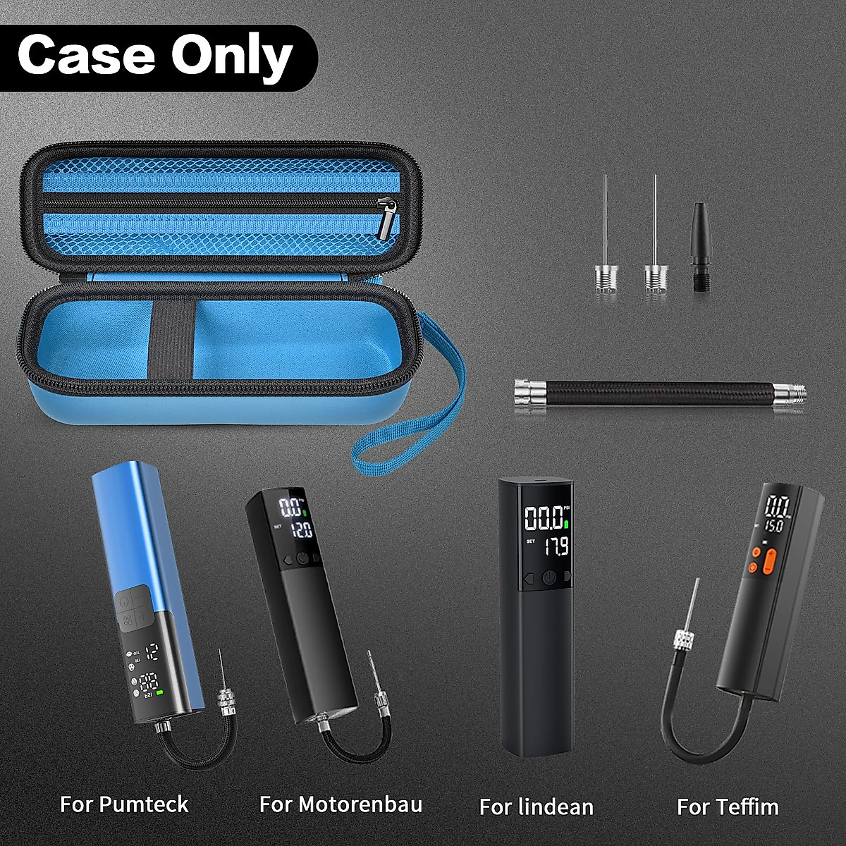 Case Compatible with Pumteck Electric Ball Pump,Smart Air Pump Portable Ball Inflation Storage Bag for GPUTEK/for Teffim/for Motorenbau, Pump Holder for Basketball Accessories - Blue (Box Only)