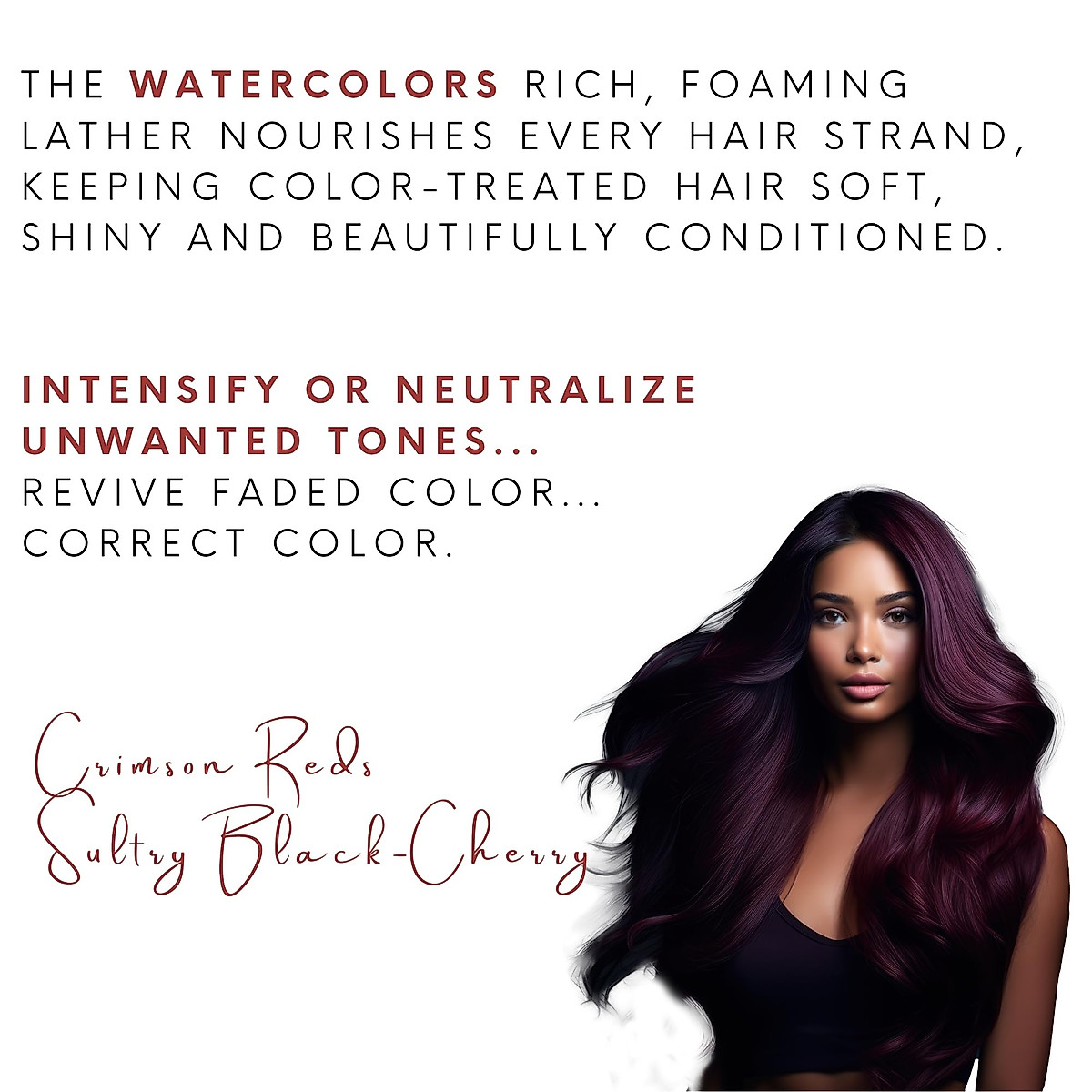 Watercolors Semi Permanent Color Depositing Shampoo. Sulfate & Paraben Free to Maintain & Enhance Hair Color 8 fl oz - CRIMSON SPLASH (2 Count)