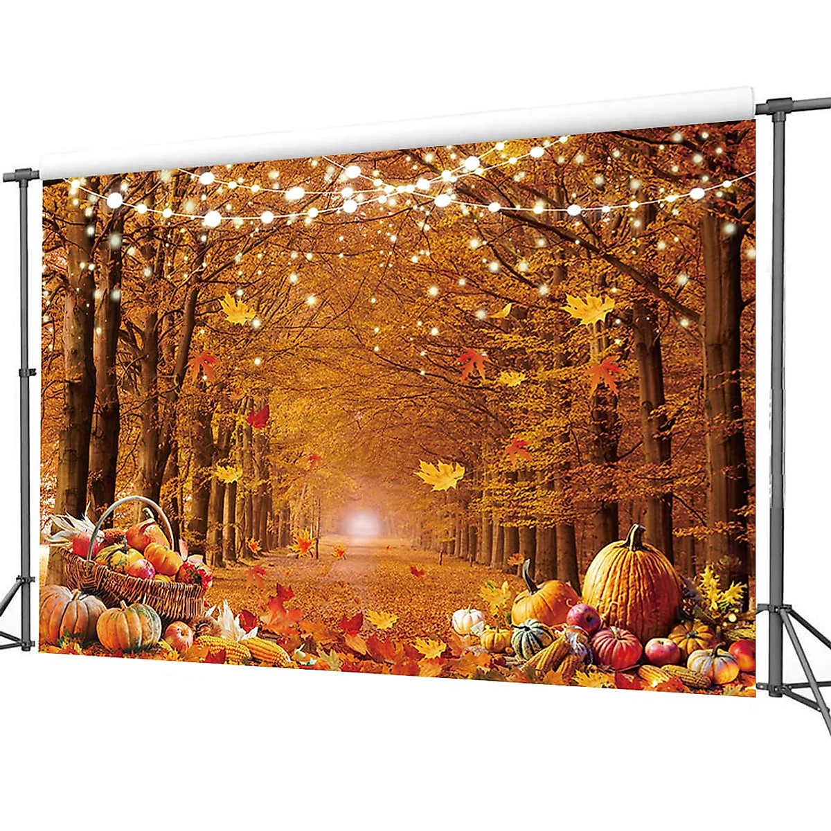 CYLYH 10x8ft Fall Photography Backdrop Autumn Maple Forest Leaves Pumpkin Party Background Thanksgiving Party Supplies Farm Harvest Event Banner Thanksgiving Photo Booth Props CY579