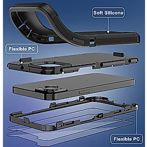 Annymall for iPhone 14 Case with 2 Screen Protector, Heavy Duty Shockproof Dropproof Dust Proof Full Body Rugged 3-Layer Military Tough Durable Protective Cover for Apple iPhone 14 6.1" (Black)