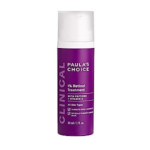 Paula's Choice CLINICAL 1% Retinol Treatment Cream with Peptides, Vitamin C & Licorice Extract, Anti-Aging & Wrinkles, 1 Ounce, PACKAGING MAY VARY