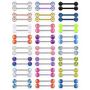 Vsnnsns 14G Nipple Rings Tongue Rings Piercing 14mm Stainless Steel Nipplerings Straight Barbell Nipple Rings Body Piercing Jewelry for Women Men 24 Pairs