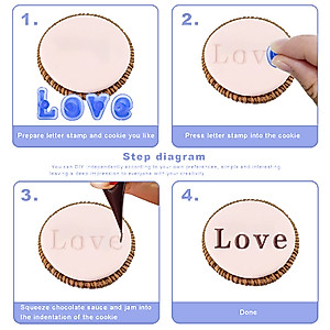 78Pcs Alphabet Cake Stamp Upper and Lower Case Fun Characters, Edible Cookie Stamp Embossed Alphabet Number Tool, Food Grade Fondant Letter Cutters for DIY Cake Biscuit Decorating