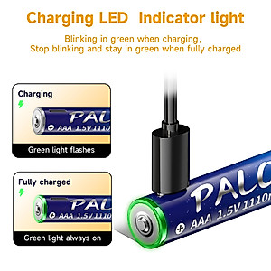 LJG8 8 Pack Rechargeable AAA USB Batteries 1.5V Type C Charging Triple A Lithium Battery with 4 in 1 Charging Cable (Battery Storage Case Included)