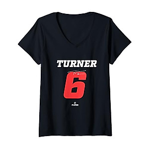 Womens Trea Turner MLBPA Los Angeles Baseball Fan MLB Players V-Neck T-Shirt