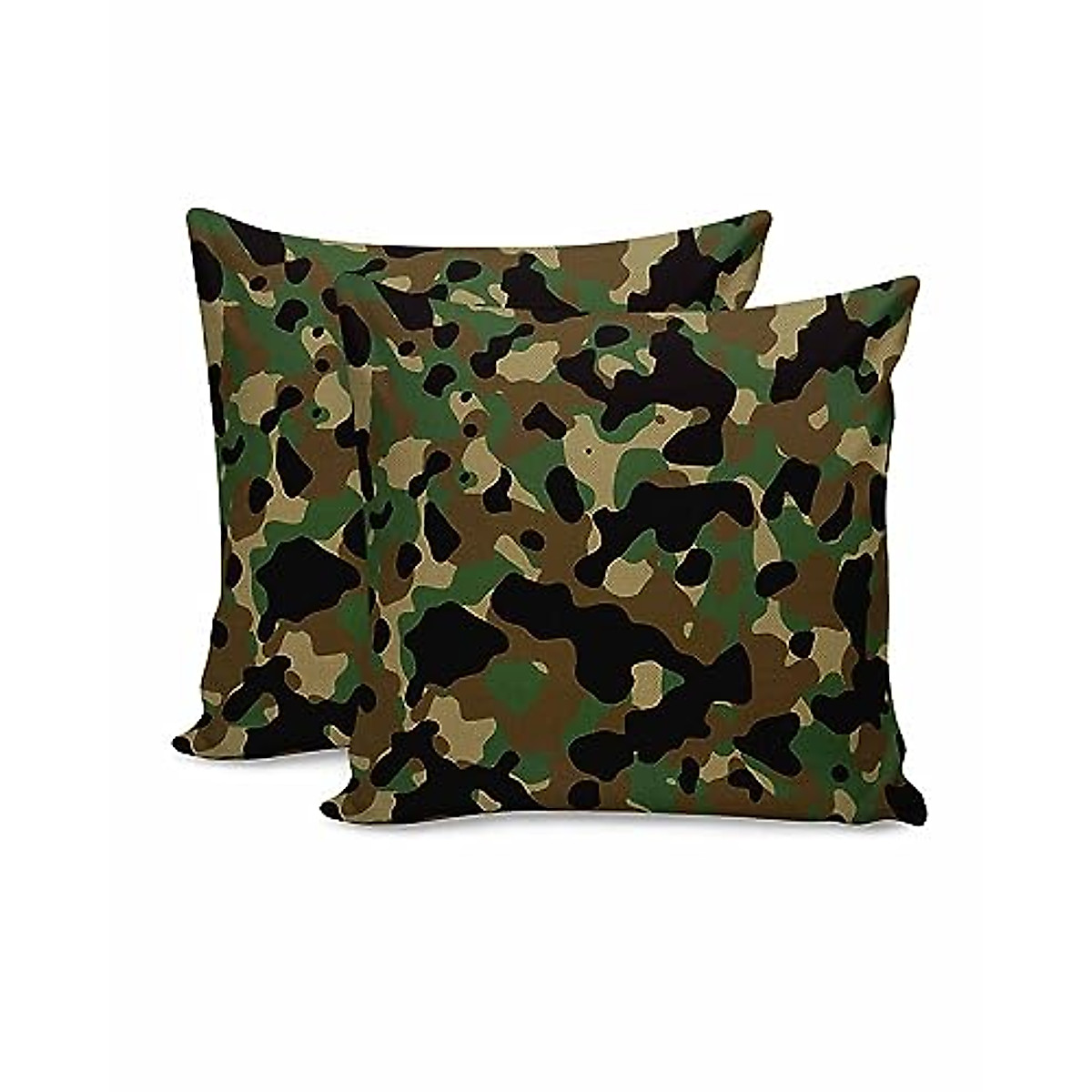 applebless Set of 2 Throw Pillow Covers Square for Home Decor, Camo 18x18 Inch Cotton Reversible Pillow Case Sofa Soft Cushion Cases for Bedroom Couch Bed Car Chair