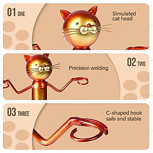 Drincarier Cat Decor Wine Bottle & Glass Holders Tabletop Wine Racks Shelf Metal Wine Bottle Holder Hold 1 Wine Bottle and 2 Glasses (Cat Wine Glass Holder)………