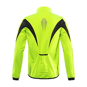 ARSUXEO Winter Warm UP Thermal Softshell Cycling Jacket Windproof Waterproof Bicycle Mountain Bike Clothes 15-K Green Size Large