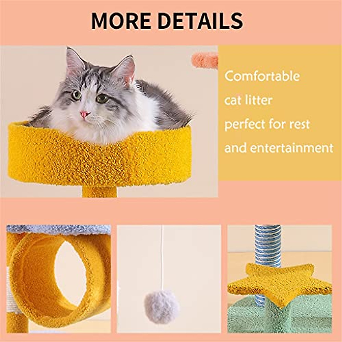 DHDM Cats Climbing Frame Pets House Hammock Cats Climbing Furniture Pets House Hammock Cat's Tree Tower Scratcher Home Furniture ( Color : Black )