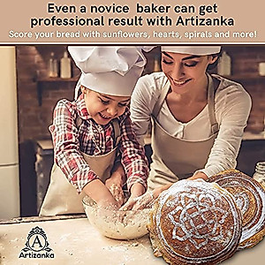 9 in Bread Proofing Basket Set - Make Sourdough Bread with our Banneton Basket and Removable Design Inserts Dough Scraper & Cloth Liner Gift for Bakers by Artizanka (Round Bottom Basket)