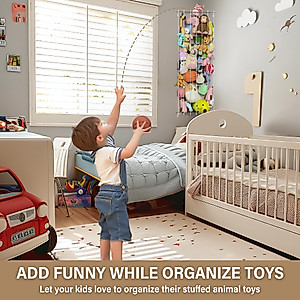 NBTORCH Acrylic Stuffed Animal Storage - Large Stuffed Animal Hammock Corner Holder with Adjustable Length for Nursery Play Room Bedroom Kid Room