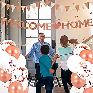RUSUANJUN 18 Pcs Welcome Home Banner Glitter Welcome Back Balloon Banner Decorations Kit Homecoming Party Decorations Welcome Home Decorations for Welcome Home Party Decorations Welcome Home Sign