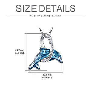 TOUPOP Dolphin Gifts for Women Sterling Silver Dolphin Crystal Pendant Necklaces Ocean Beach Jewelry Birthday Christmas Graduation Gifts