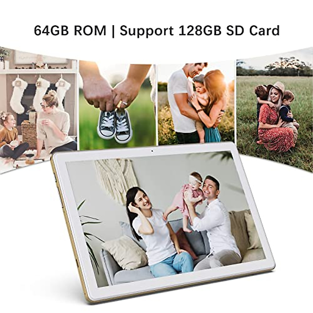 YUMKEM Tablet 10.1 inch, 4GB RAM 64GB Storage, Android 11 Go 10 inch Android Tablets, 1280 X 800 IPS HD Display, Large Battery, Dual Camera, WiFi Only, Gold