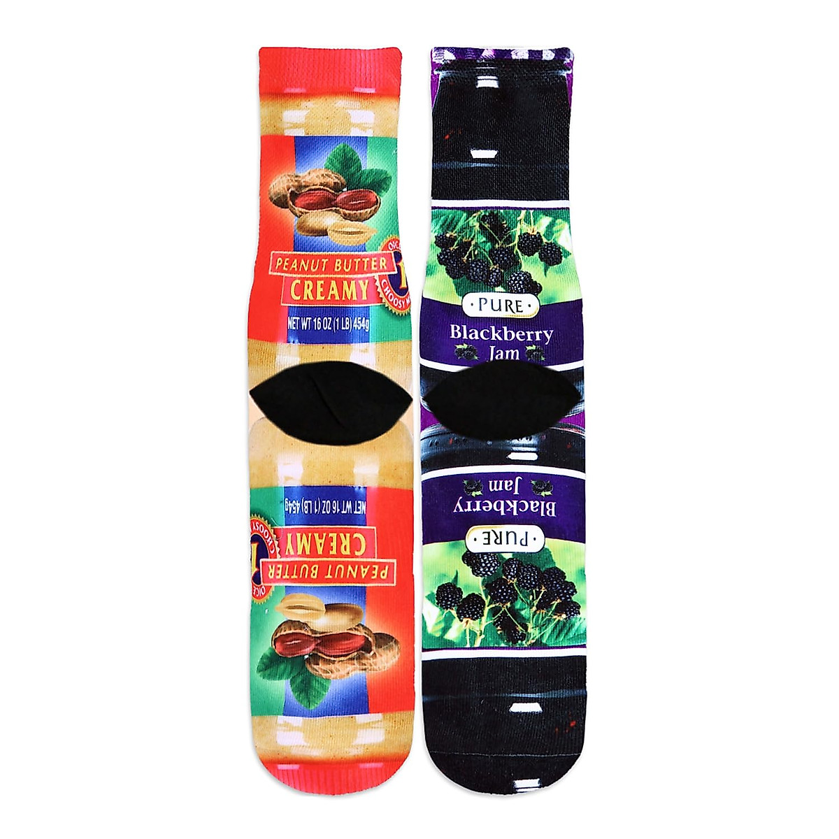 Benefeet Sox Mens Funny Crazy Socks Unisex Cool Funky 3D Print Food Patterned Calf Socks Boys Youth Novelty Athletic Tube Socks Peanut Butter and Jelly Socks, Peanut Butter and Jelly