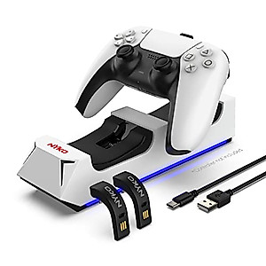 Nyko Dualsense Charging Station for Playstation 5 - Drop and Charge Base for 2 PS5 Controllers w/LED Indicators and Extra USB Port - Playstation 5 DualSense Controller Charge Stand - PS5 Accessories