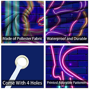 Neon Pole Dance Backdrop Hot Show Hot Sexy Girl Banner Bridal Shower Wedding Night Bachelorette Party Front Door Decor Girls Women Birthday Party Photo Photography Prop Background 35.4x72.8in-BECKTEN