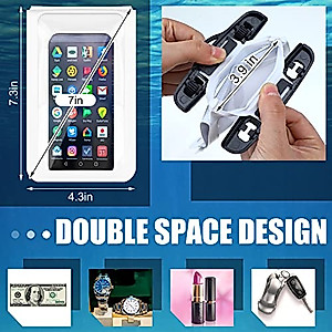 Yexiya 4 Double Space Waterproof Phone Pouch IPX8 Waterproof Phone Case Phone Water Protector Pouch Compatible with iPhone 14/13/12/11 Pro Max/Pro/8 Plus, Galaxy S22/S21/S20/S10/Note 20/10/9 Up to 7''