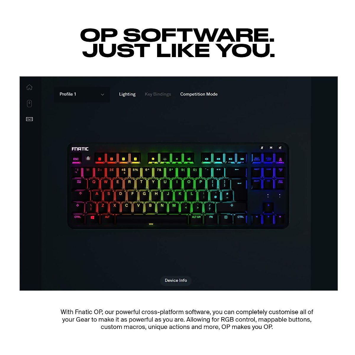 Fnatic miniSTREAK Speed LED Backlit RGB Mechanical TKL Gaming Keyboard, Speed Silver Switches, Small Compact Portable Tenkeyless Layout Pro Esports Gaming Keyboard (US Layout)