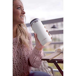 Cupture TWIST-TOP Vacuum-Insulated Stainless Steel Travel Mug, 16 oz, Winter White