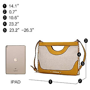 MKF Crossbody Bag for Women – PU Leather Lady Pocketbook Handbag – Side Messenger Purse, Shoulder Chain Strap Mustard