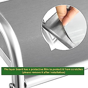 susunnus Stainless Steel Shelves 4 Tier, Pantry Shelves, Bathroom Shelves Organizer, Suitable for Kitchen & Bathroom, Total Load 120LB, 304 Stainless Steel & Durable & Waterproof & Gift Tools