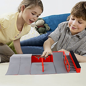 KETIEE Fingerboard Skate Park Kit: 57pcs Finger Skateboard Ramp Set with Exclusive 31 Ramps 6 Mini Skateboards & Mini Bicycles, Huge Finger Skatepark Training Props Toys Gifts for Kids Ages 6 and up