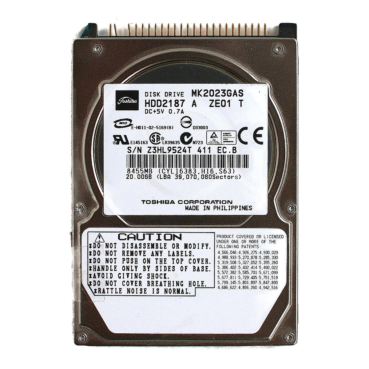 Toshiba MK2023GAS (HDD2187 A ZF01 T) 20GB Laptop HDD