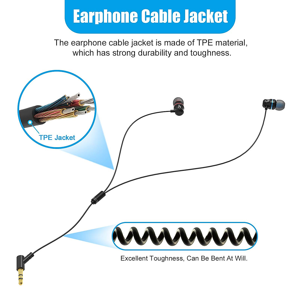 Meijunter Noise Isolating Headphones Jack Cord Cable for Oculus Quest 2 VR Headset - Silicone Earbuds with Storage Bag