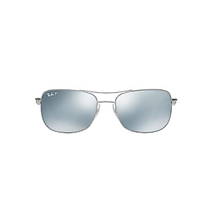 Ray-Ban Men's Rb3515 Square Sunglasses, Gunmetal/Polarized Green Mirrored Silver, 61 mm