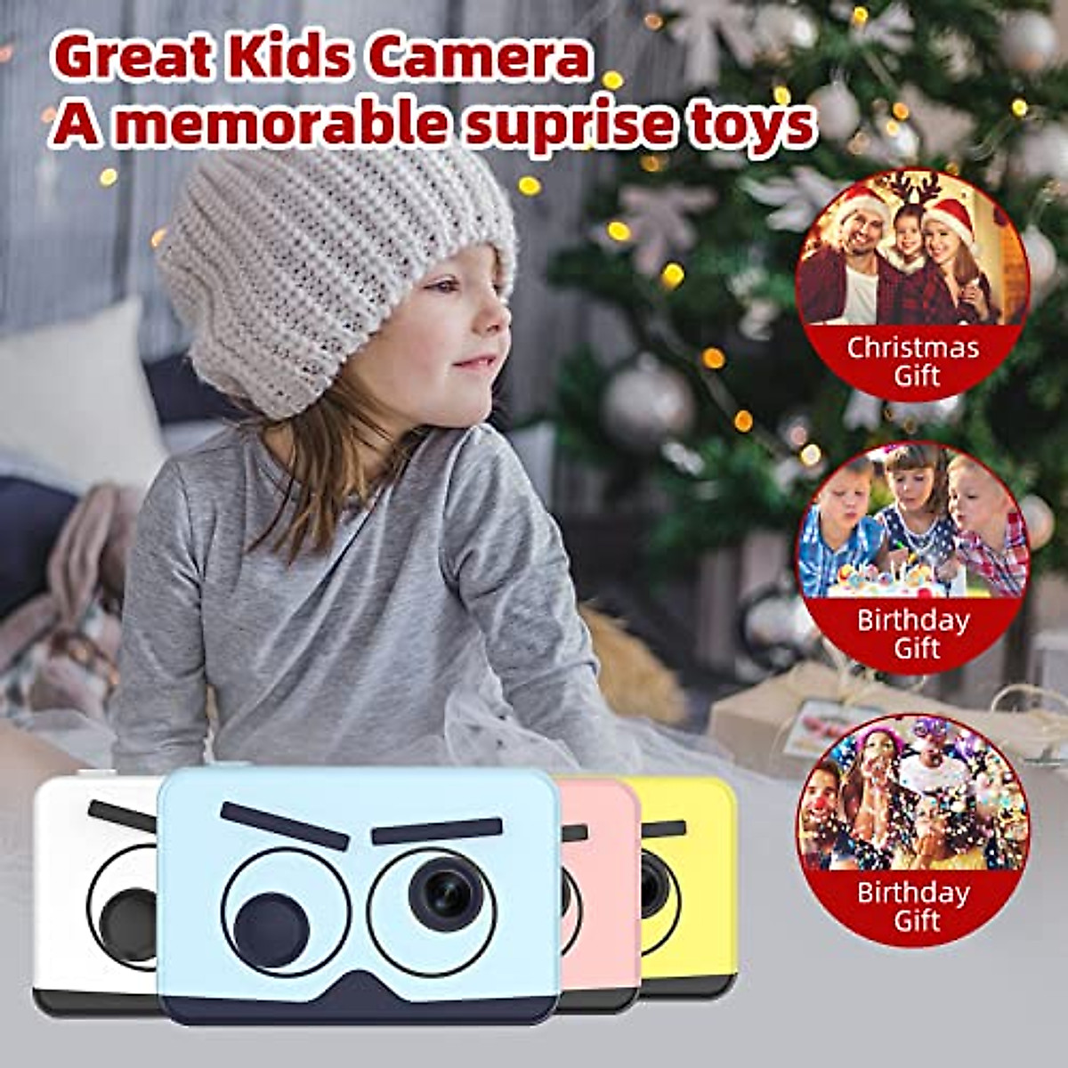 BISOFICE Portable Students Camera 20M Camera Auto Focus 2.0'' IPS Screen 1080P Video Record Mini Selfie Camera Learning Toy Christmas Birthday Gift Holiday Travel