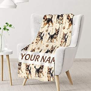 Personalized German Shepherd Blanket for Kids - 30x40 Inches Lap Size - Soft Fuzzy Cozy Blankets Gift - Orange Cute Throw Blanket for Couch, Living Room & Office
