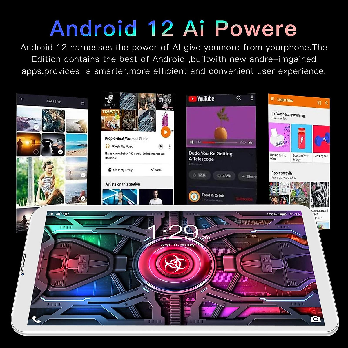 Tablet Computer, N88 Tablet 7.1 Inch Eight Core Smart Tablet Call WiFi 2+16GB Dual Camera Tablet, Supports SIM Communication Function, Holiday Gift (black)