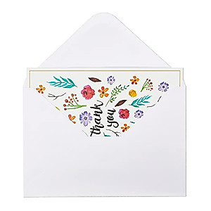 Juvale Assorted Floral Thank You Blank Cards with Envelopes (4x6 In, 48 Pack)