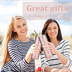 Onebttl 40th Birthday Gifts for Women, Female, Her - 40 and Fabulous - 20oz/590ml Stainless Steel Insulated Tumbler with Straw, Lid, Message Card - (Rose Gold)