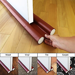 Evelots Door Draft Stopper, Covers Door Gaps up to 2 Inches, Door Noise Blocker, Window Breeze Blocker, Adjustable Door Sweeps, 36 Inches Long, Can be Cut to Size, Brown