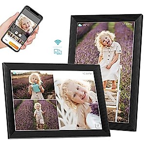 10.1 Inch WiFi Digital Picture Frame, IPS Touch Screen Share Pictures&Videos Via App or Email, Built in 32GB Memory, Support Micro SD Card Extend Storage, Auto-Rotate, Motion Sensor